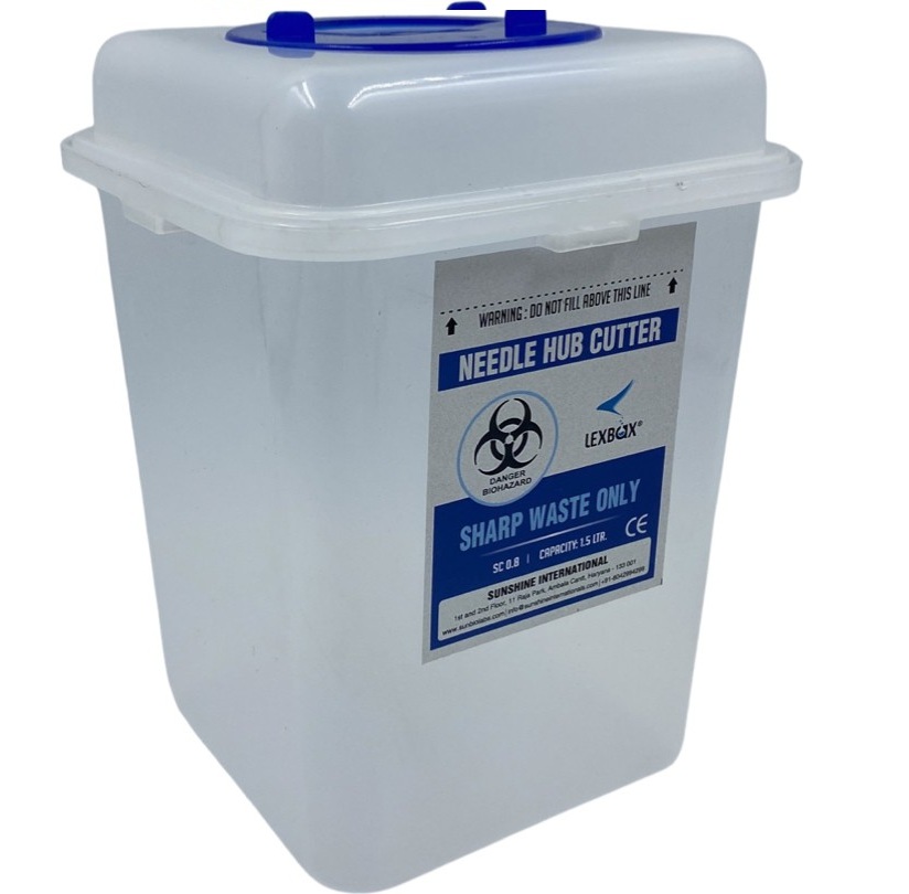 Lexbax 1.5 liter capacity Needle Cum Syringe Hub Destroyer injection ...